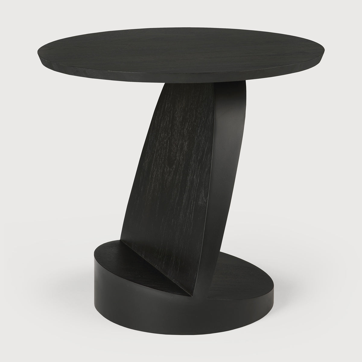 Oblic side table - lacquered teak - black - round - 52 x 52 x 49 cm | ZEN ZONE Furniture