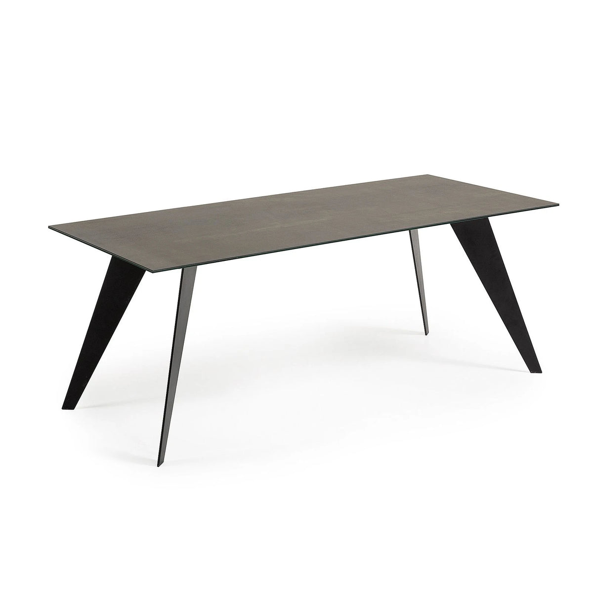 Koda Tisch aus Feinsteinzeug mit Iron Moss Finish und schwarzen ...